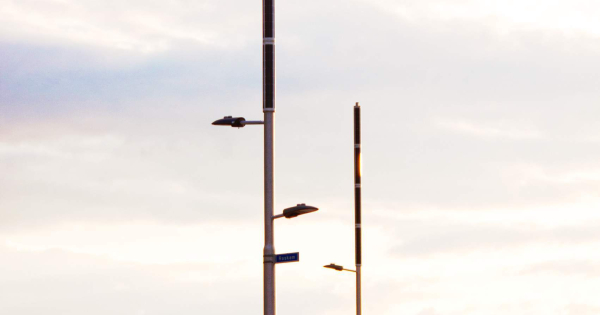Hybrid solar light poles at roundabout | Soluxio solar technology